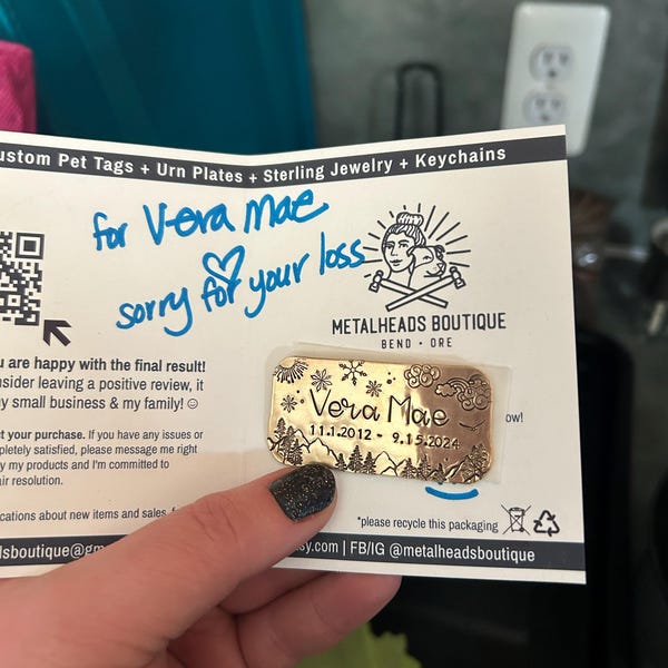 URN PLAQUE, 1x2", Urn Dedication, Pet Urn, Pet Cremation, Dedication ...