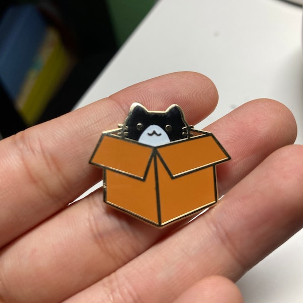 Box Cat - Hard Enamel Pin - Cute Lapel Pin Gift Stocking Stuffer - Etsy