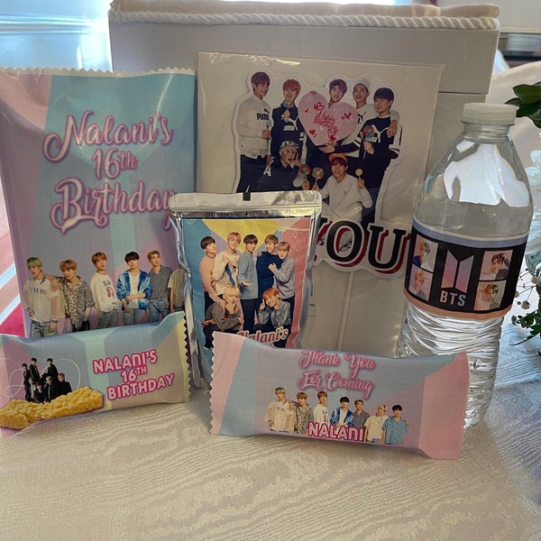 BTS Fan Bangtan Boys Army South Korean Birthday Party Water Bottle ...