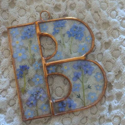 Personalised Stained Glass Pressed Flowers Initial Frame - Etsy