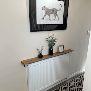 Rustic Solid Wood Radiator Shelf With Cast Iron Brackets - Etsy UK