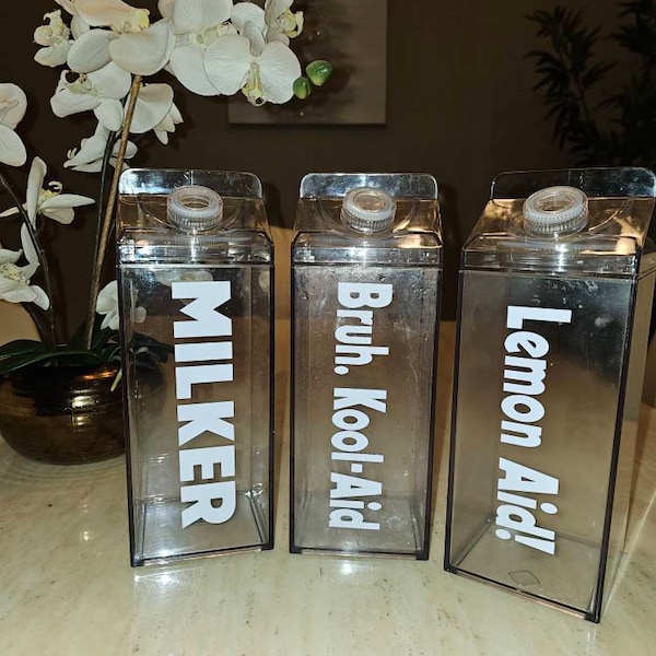 Personalized 34 Oz Milk Carton, Clear Plastic Milk Box, Leakproof ...