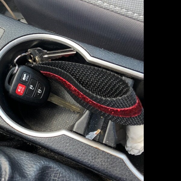 Thin Red Line Glitzy Key Fob,fire Fighters/first Responders Sparkle Fob ...