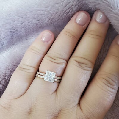 Princess Cut Wedding Set in Solid 14k/18k Rose Gold 2.25 TCW , Princess ...