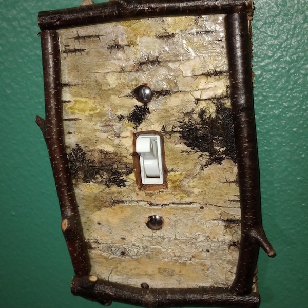 Birch Bark Switch Plate Covers, Light Switch Cover, Receptacle and ...