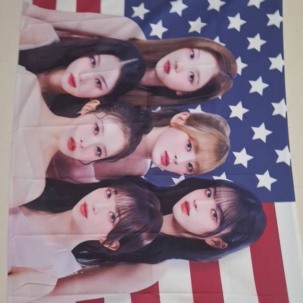 STAYC Members America Flag Banner, STAYC Group Photo Kpop Flag, Stayc ...