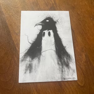 Raven Ghost, Small Art Print, Wall Art for Home, Creepy Gift Ideas ...