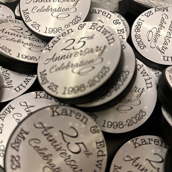 25th Anniversary Stickers • Personalized Anniversary Labels • Silver ...