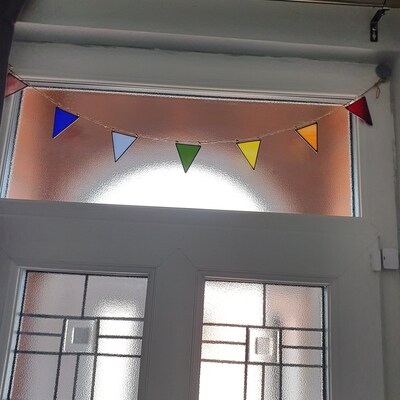 Stained Glass Rainbow Bunting Suncatcher - Etsy