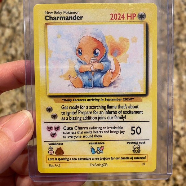 Pokemon Pregnancy Card - Pikachu and Charmander Design - Custom Pokemon ...