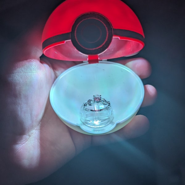 Ring Holder Pokeball Lightup LED Box Prop Gift Poke Ball Loveball Love ...