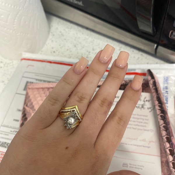 V Ring Set, Stacking Ring, Chevron Ring, Minimalist Ring, Wedding Band ...