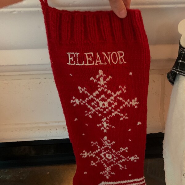 Personalized Christmas Stockings Hand Knit Wool Stockings Red and White ...