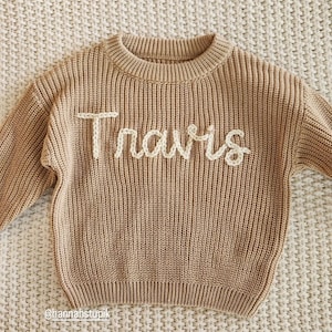 Custom Name Sweater, Hand Embroidered Baby Sweater, Personalized Name ...