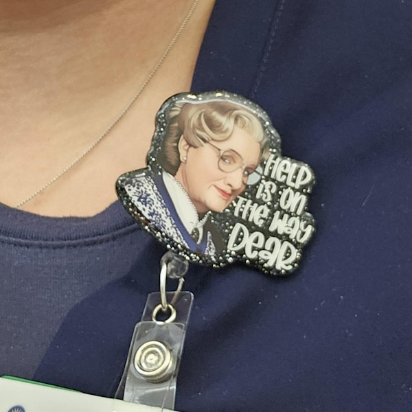 Floral Badge Buddy, Cute Glitter ID Badge, Job Title/name Badge Holder ...