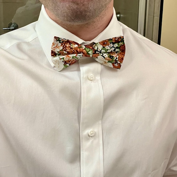 Rust Wedding Tie, Burnt Orange and Sage Floral Tie, Terracotta Floral ...