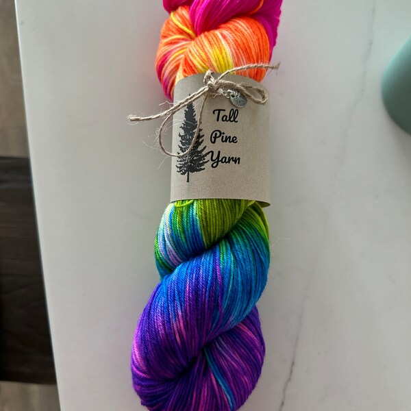 Hand Dyed Variegated Fluorescent Neon Rainbow Sock, Dk, Bulky, Super ...