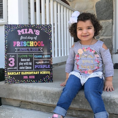First Day of School Sign, Girl First Day of School Sign, Back to School ...