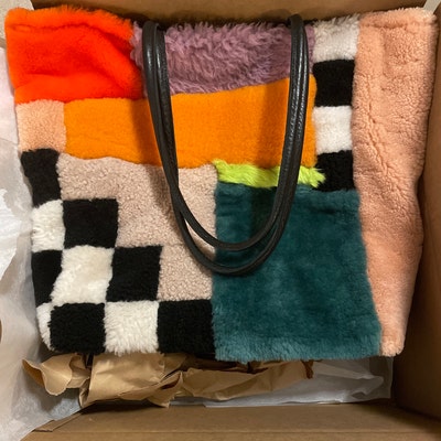 Playground Patchwork Shearling Tote Sheepskin Patchwork - Etsy