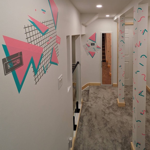 80s Style Wall Decal Set: Memphis Group Geometric Abstract Design - Etsy