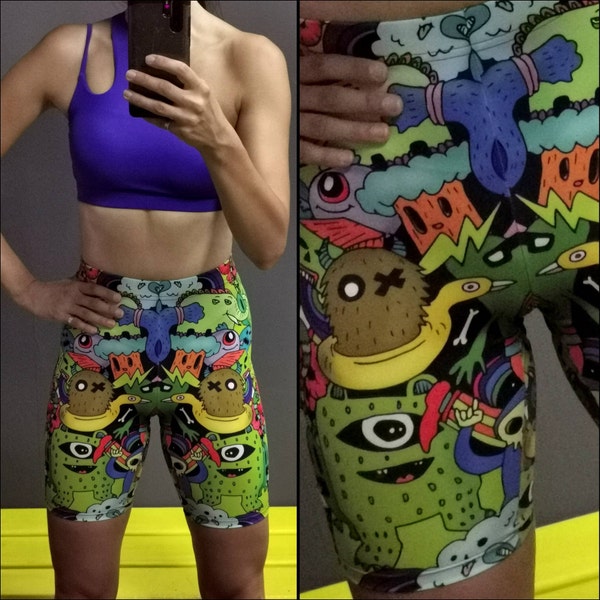 Rave Shorts, Biker Shorts for Women, Festival Shorts, Green High ...