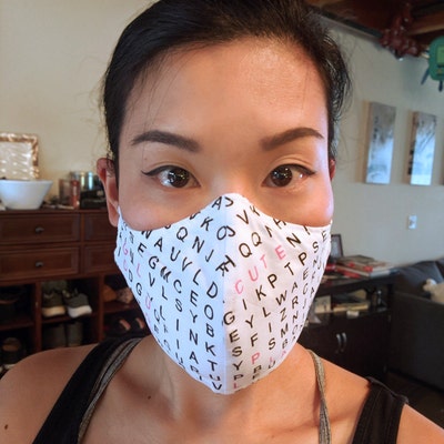 100% Cotton 3 Layer Word Puzzle Face Masks With Removable Nose - Etsy