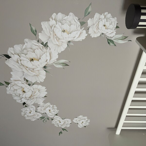 Peony Flower Wall Decals, Floral Wall Decals Nursery, Peony Wall ...