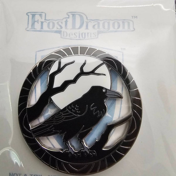 Encircled Raven Pin - Crow Pin - Black Bird Pin - Hard Enamel Pin ...