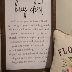 Buy Dirt Framed Sign Song Lyric Sign Country Song Farmhouse Decor Wall ...