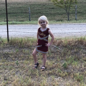 Maroon & Gold Cheer Uniform, Customized Cheerleading Uniform, Girls ...