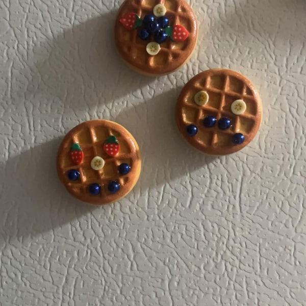 Handpainted Polymer Clay Waffle Magnet Set of 3 - Etsy