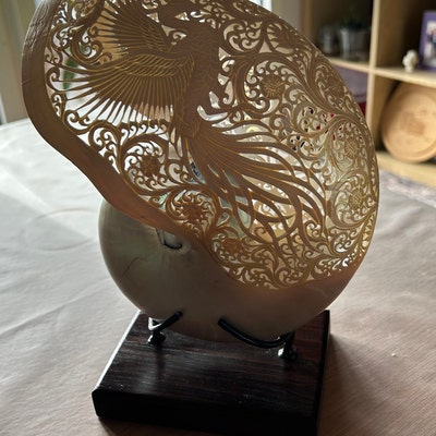 Hand Carved Pearl Mussel Clam Shell XL Size,hummingbird Theme,real and ...
