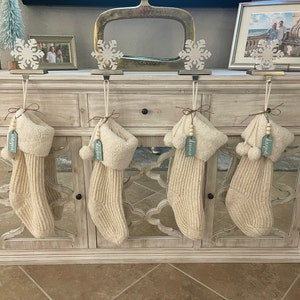 Personalized Beach Theme Stocking Name Tags // Coastal Christmas ...