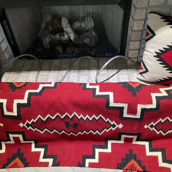 Southwestern Rug Red Navajo Rug Kilim Hand Woven Native American ...