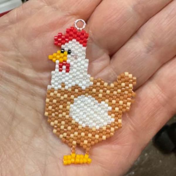 Hen, Chicken Brick Stitch Pattern | Brick Stitch or Peyote Pattern ...