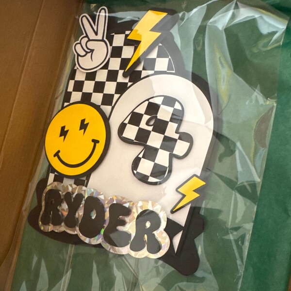 Custom 3D Birthday Cake Topper , Groovy Cake Topper , Smiley Face Cake ...