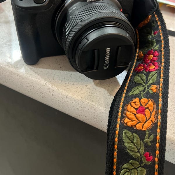 Embroidered Camera Strap, Floral Camera Strap, Camera Shoulder Strap ...