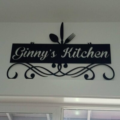 Custom Metal Kitchen Sign With Personalized Text - Etsy