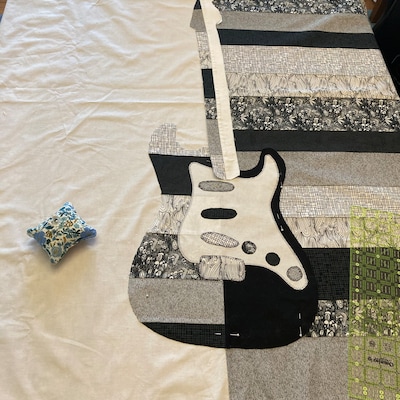 Digital Guitar Applique Quilt Pattern, beautifully Acoustic 67 X 57 ...