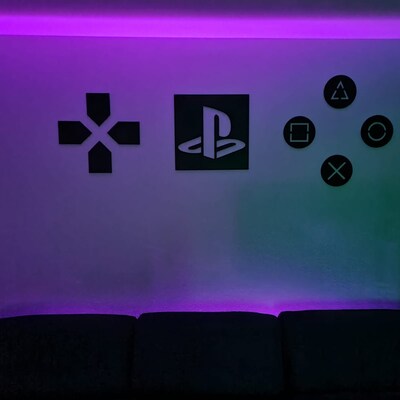 Playstation Wood Wall Art Set, PS5 Geometric Wall Decor Gift for Gamers ...
