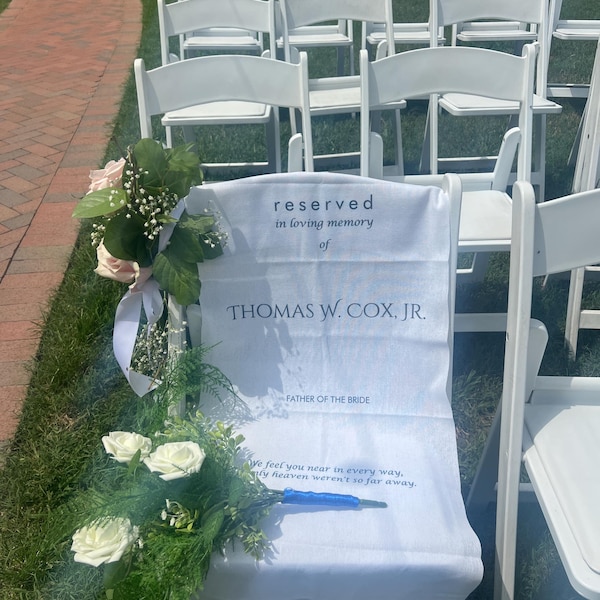 In-loving Memory Custom Linen Chair Sign – Modern Wedding Reserved ...