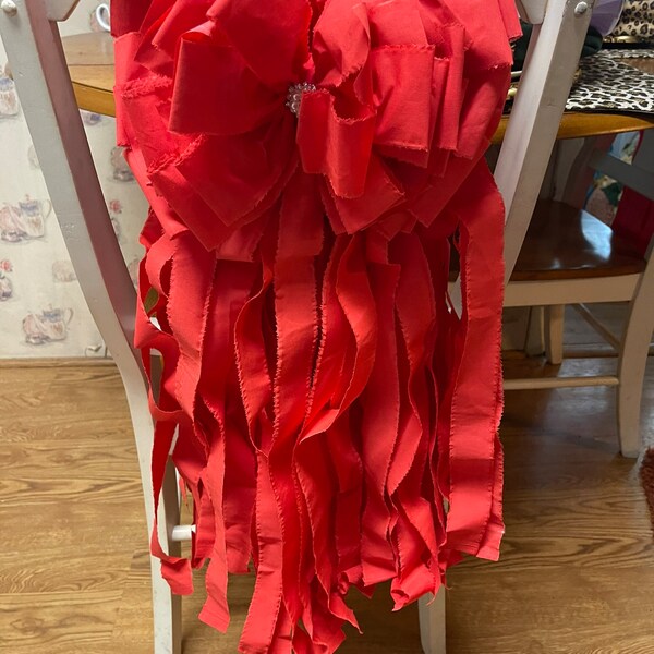 Large Victorian Rag Bow, Shabby Chic Bow, Farmhouse Bow, Wedding Accent ...