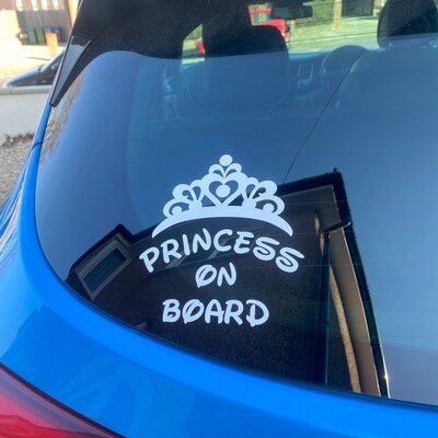 Princess on Board Car Sticker - Etsy