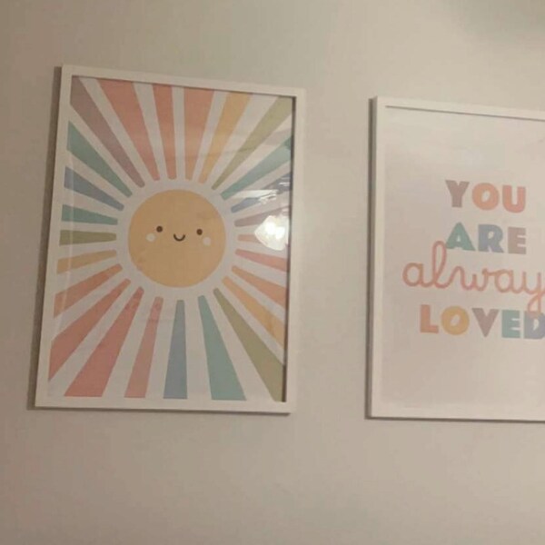 Set of 2 Nursery Posters, You Are My Sunshine, Sun Poster, Pastel ...