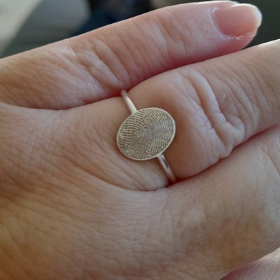 Memorial Thumbprint Ring Personalized Fingerprint Jewelry Custom ...
