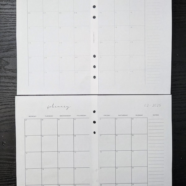 2025 Monthly Planner, PRINTABLE, Classic Calendar Style, Month on 2 ...