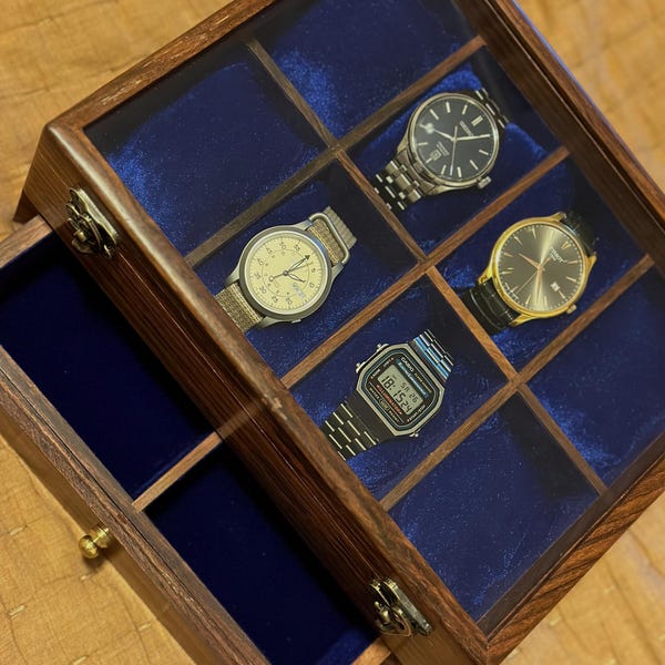 Personalized Watch Box With Drawer, Watch Case for Men, Wood Watch Box ...
