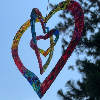 Heart.. Blingthingzbylori..whirligigs Wind Spinner.. Heart Suncatcher ...
