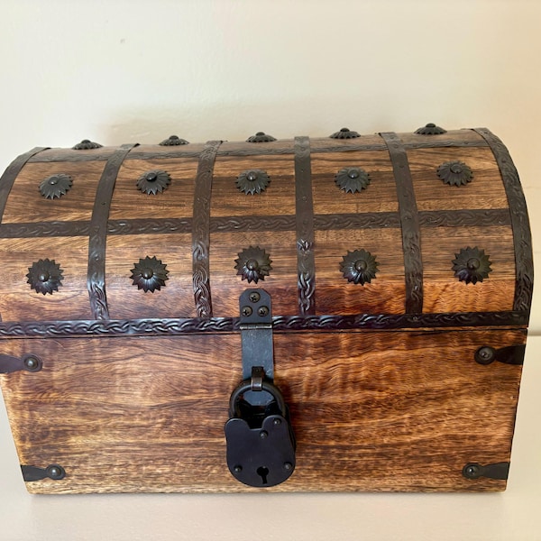 Angular Pirate Treasure Chest Made of Solid Wood With Decorative Rivets ...