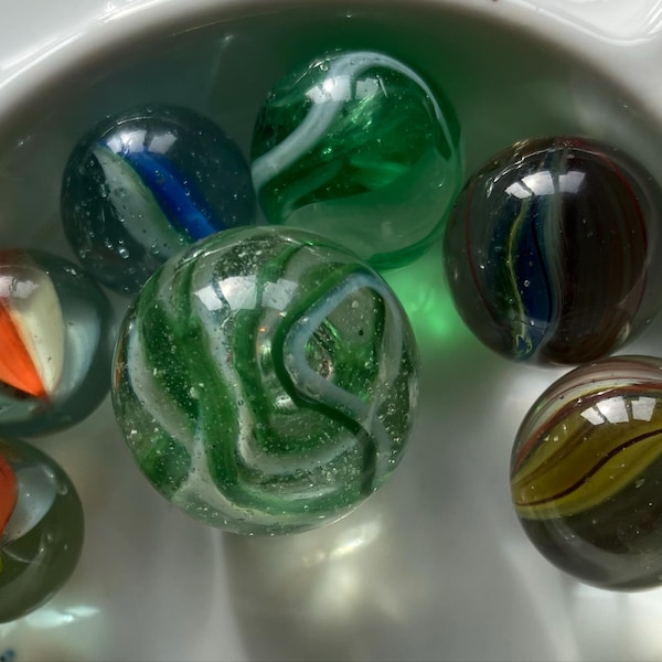 4 Vintage German Striped Transparent Marbles Collector's Set, Cool ...